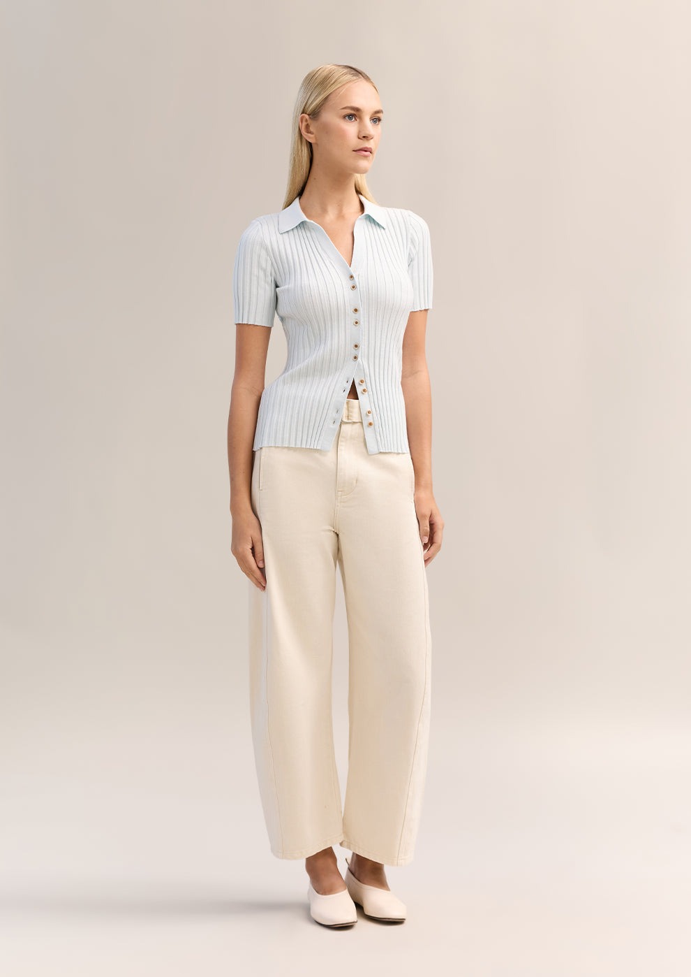 Cleo Knit Top Coastal Blue Marle – White Story